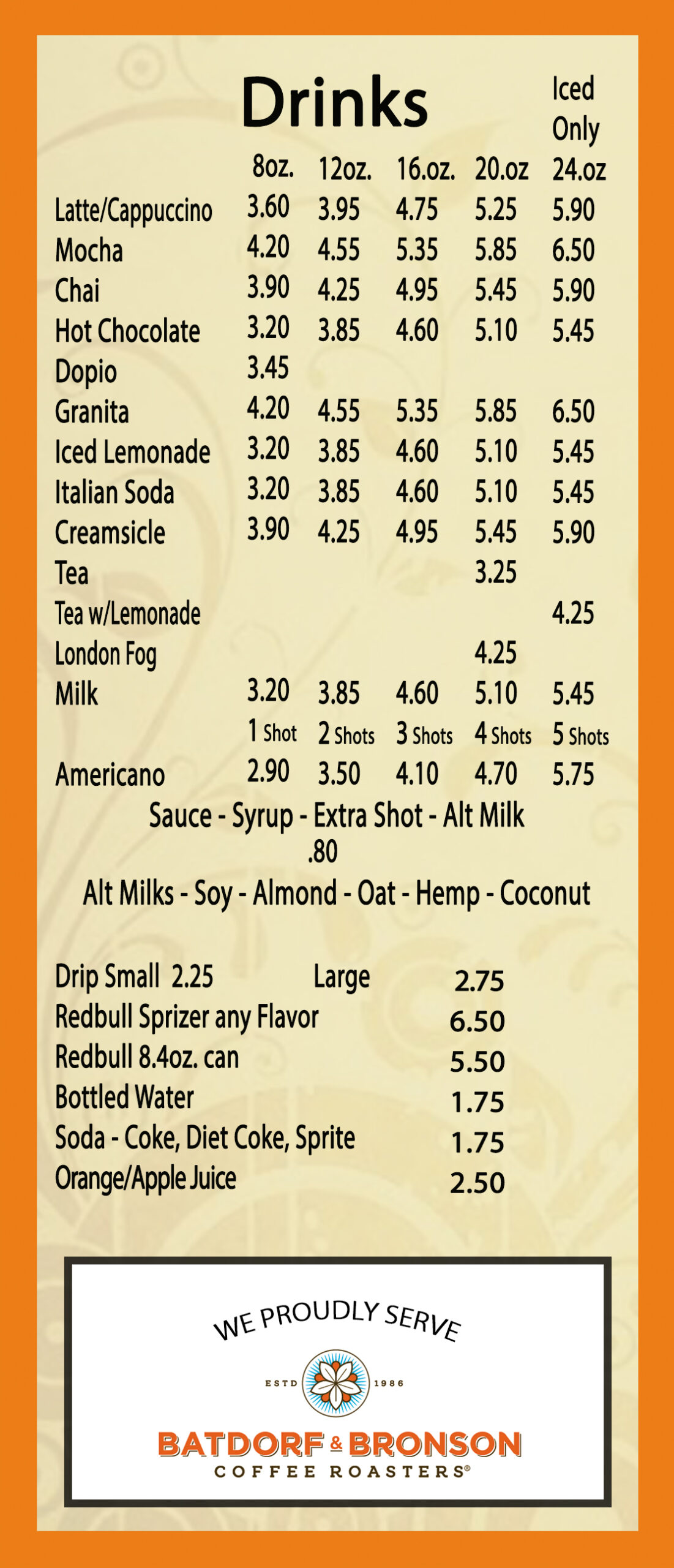 Menus - The Cup & Muffin